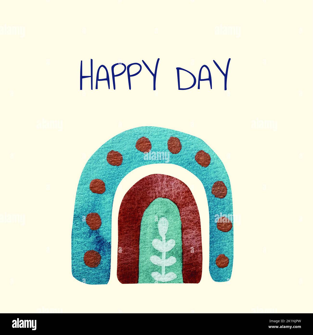 Watercolor hand drawn illustration with colorful rainbow Stock Photo ...