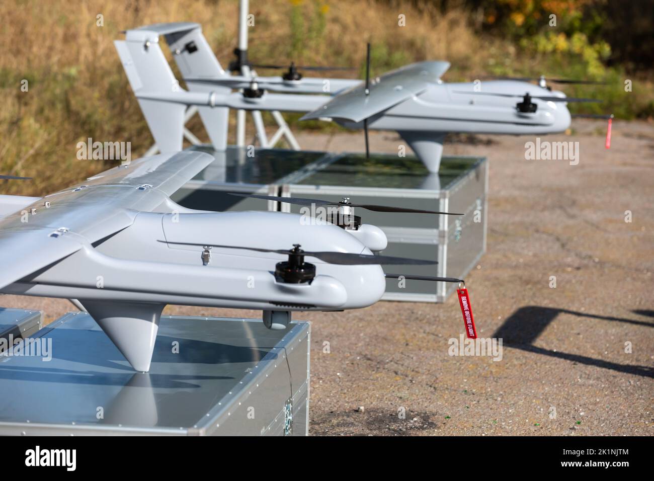 A Poseidon reconnaissance drone is seen during the presentation of ...
