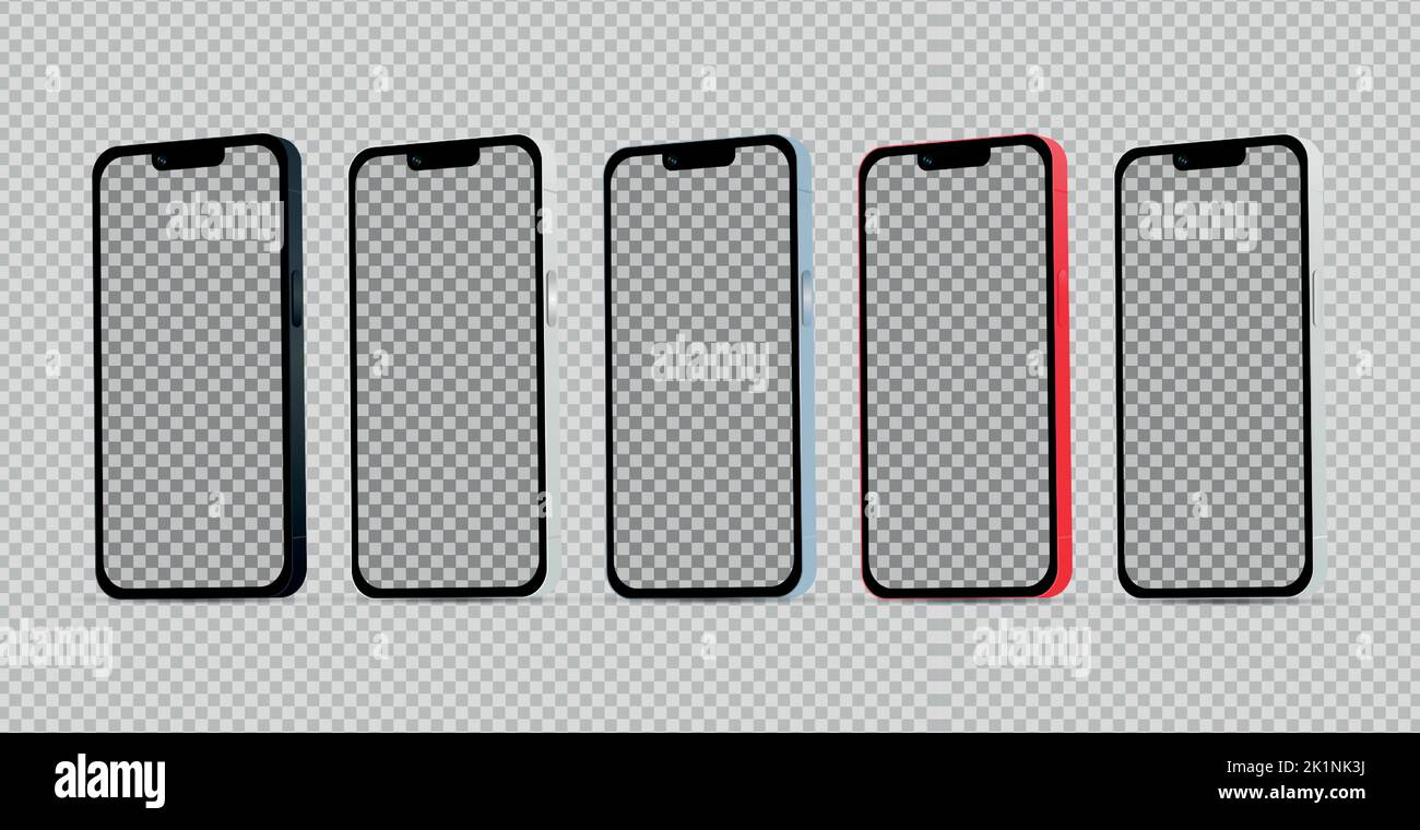 Mockup 5 pcs modern smartphones phones in different colors, templates ...