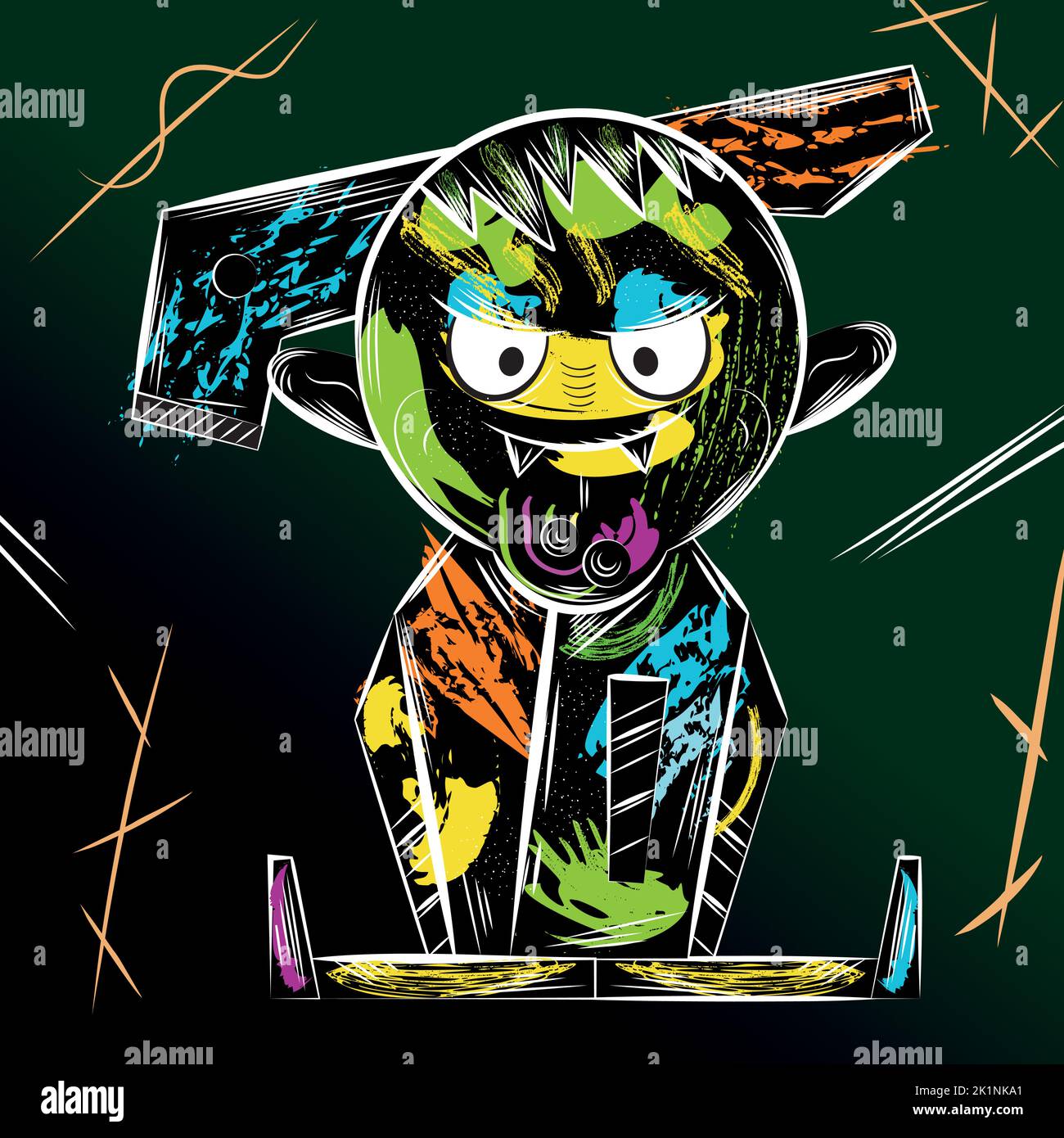 Isolated colored retro grafitti demon monster Vector Stock Vector Image ...