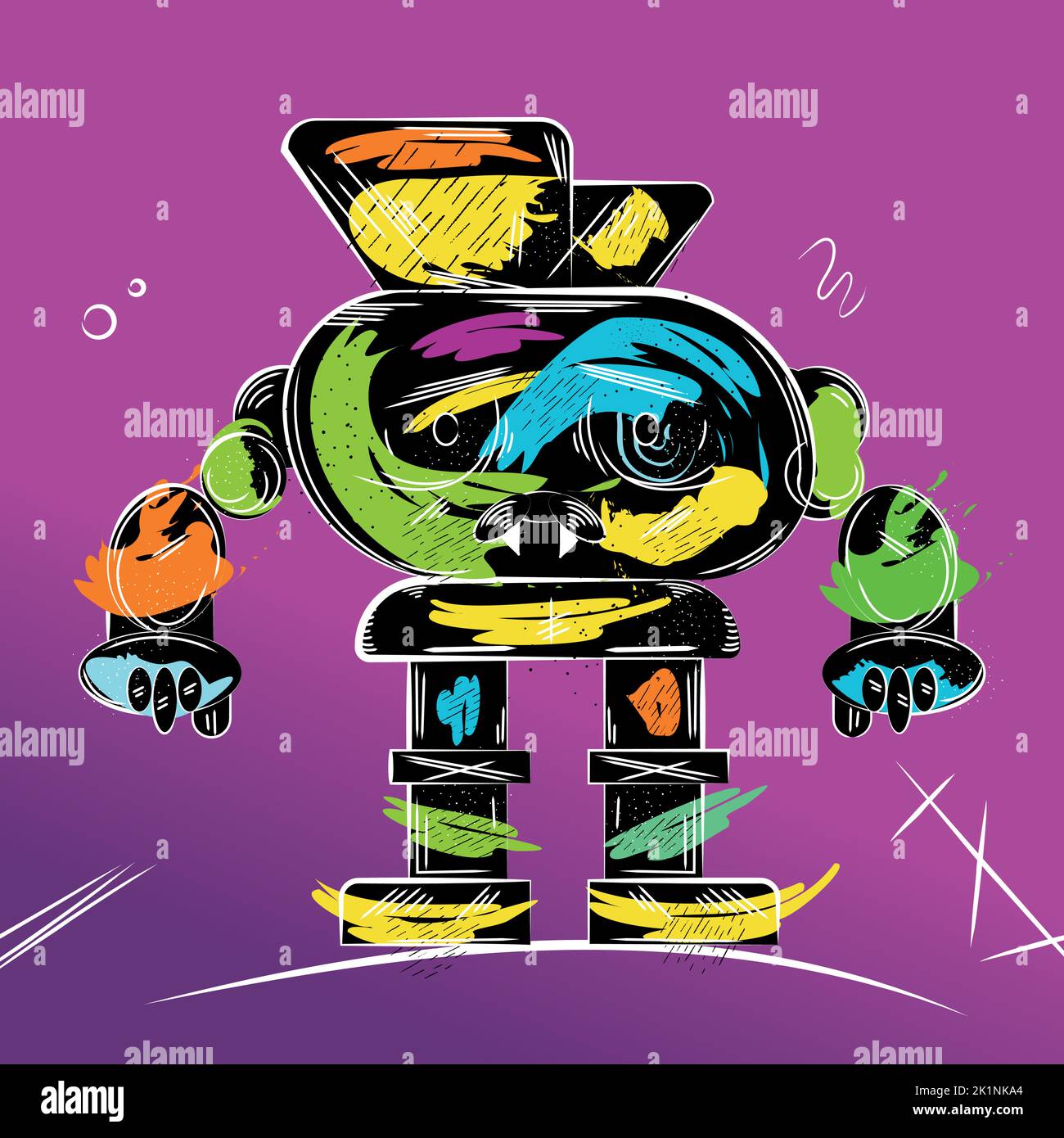 Colored abstract retro robot monster grafitti concept Vector Stock ...