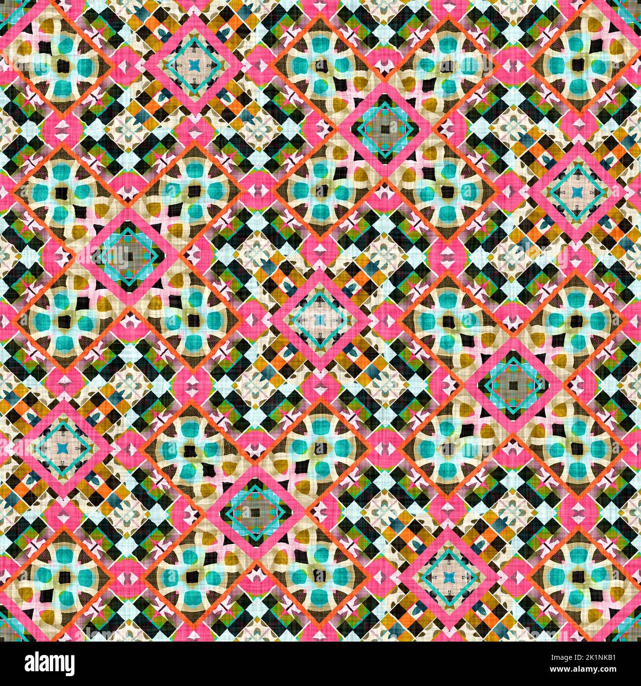 Kitsch pattern geometric retro design in seamless background. Trendy ...