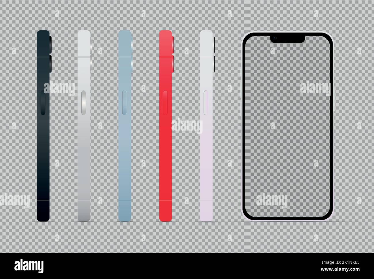 Mockup 5 pcs modern smartphones phones in different colors, templates ...