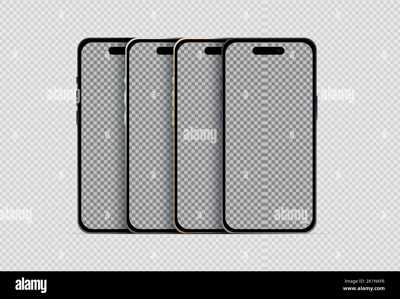 Mockup 4 pcs modern smartphones phones in different colors, templates ...