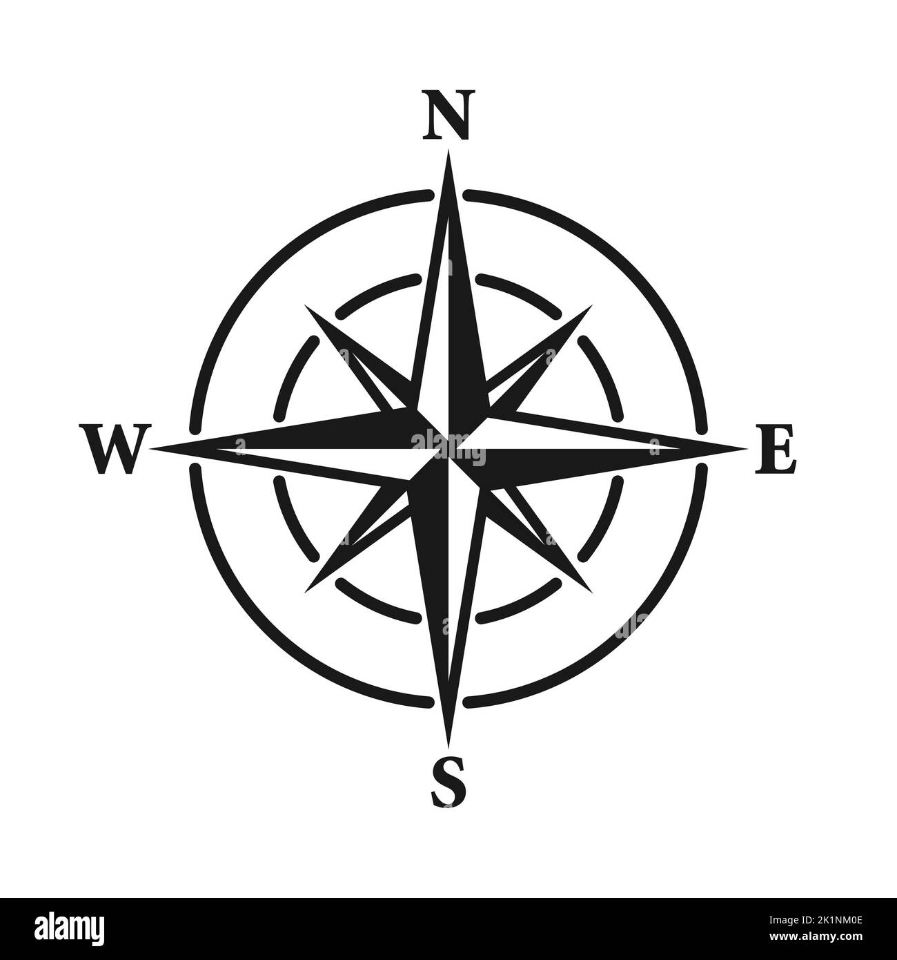 Vintage marine wind rose, nautical chart. Monochrome navigational ...