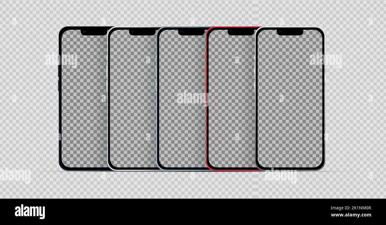 Mockup 5 pcs modern smartphones phones in different colors, templates ...