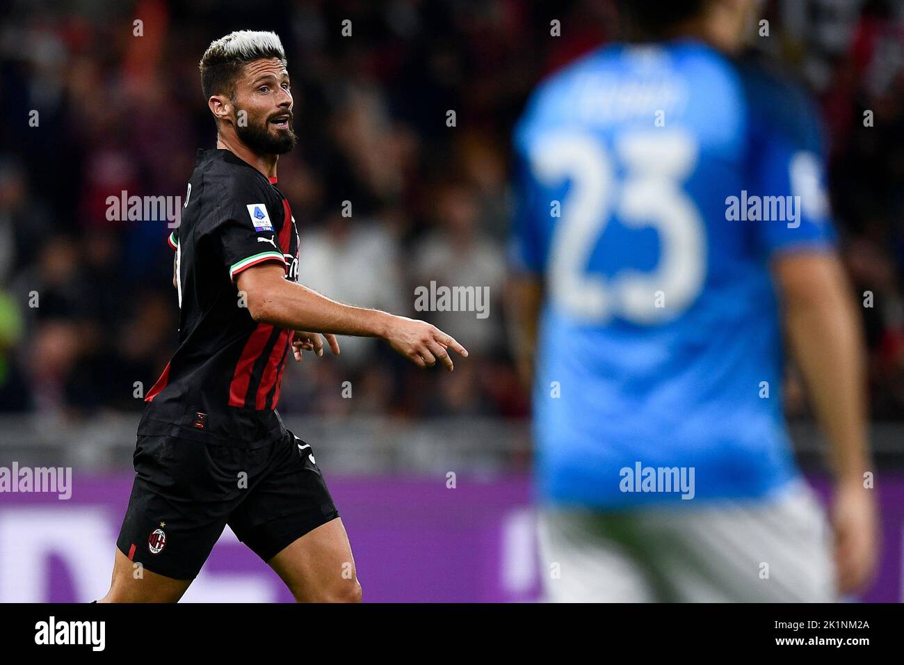 Milan, Italy. 18 September 2022. Olivier Giroud of AC Milan celebrates ...