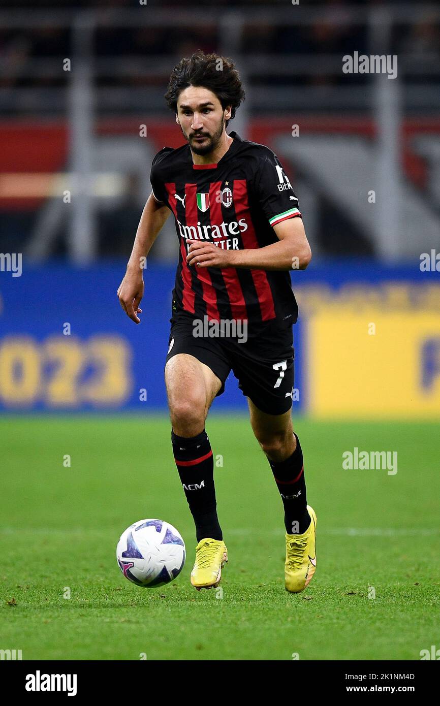 Milan, Italy. 18 September 2022. Yacine Adli of AC Milan in action ...