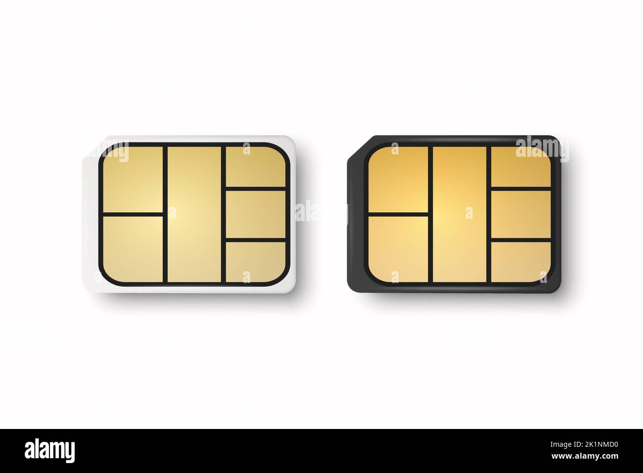 Vector 3d Realistic White and Black Plastic Nano Sim Card Template Set ...