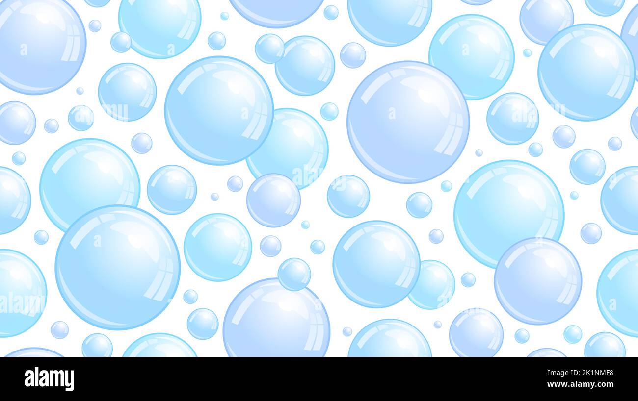 Soap bubbles seamless pattern. Repeated foam decoration wallpaper. Water bubble background ...