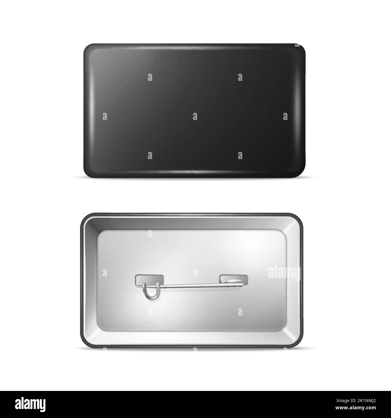 Vector 3d Realistic Rectangular Black Metal, Plastic Blank Empty Button ...