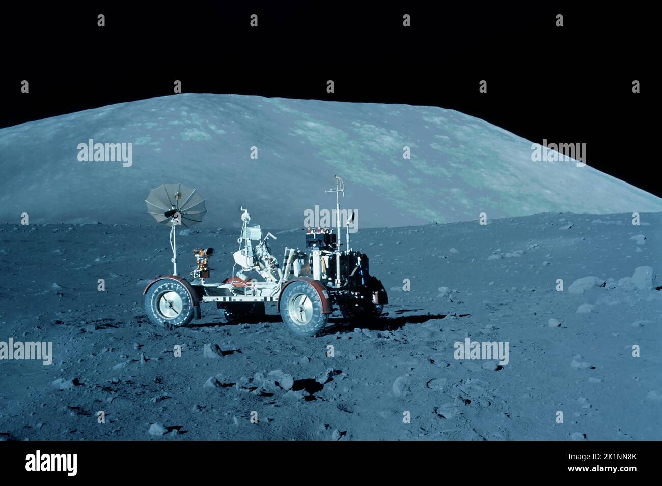 A lunar rover on the surface of the Moon. Elements of this image ...