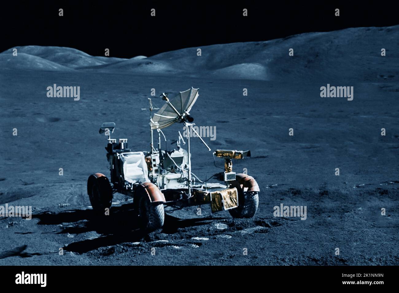 A lunar rover on the surface of the Moon. Elements of this image ...