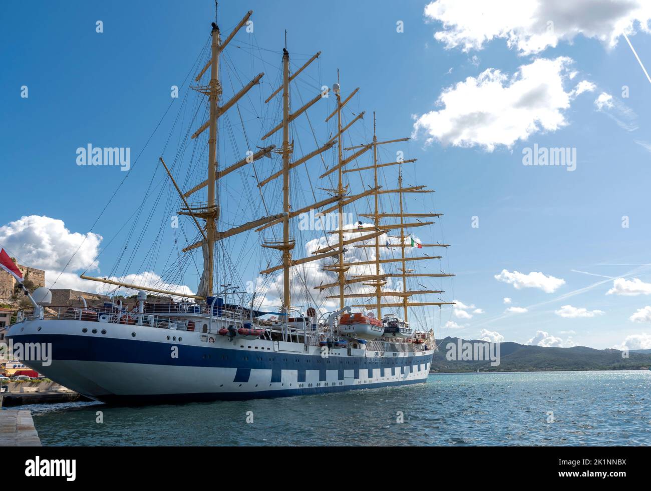 One of the largest sailing cruise ships in the world moored in the port ...
