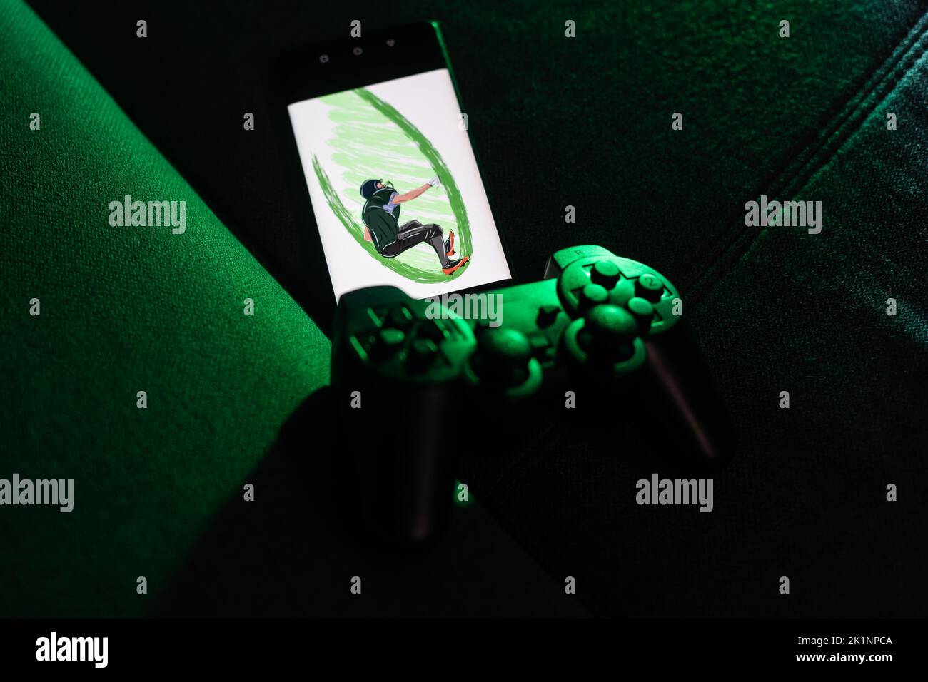 Gamer work space concept. gaming set up. top view of a gaming gear ...