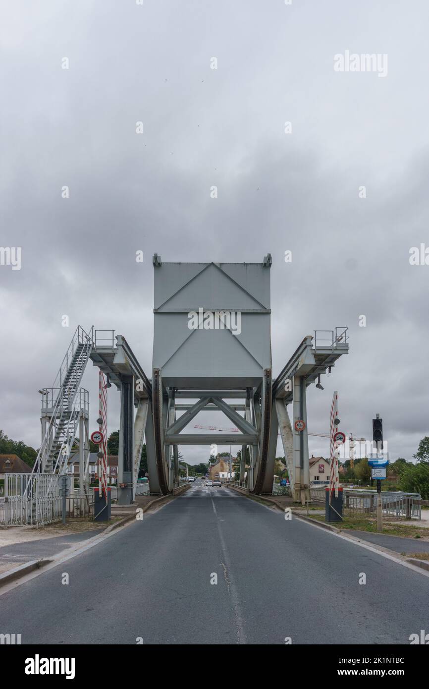 New Pegasus bridge over river Orne in the village of Benouville ...