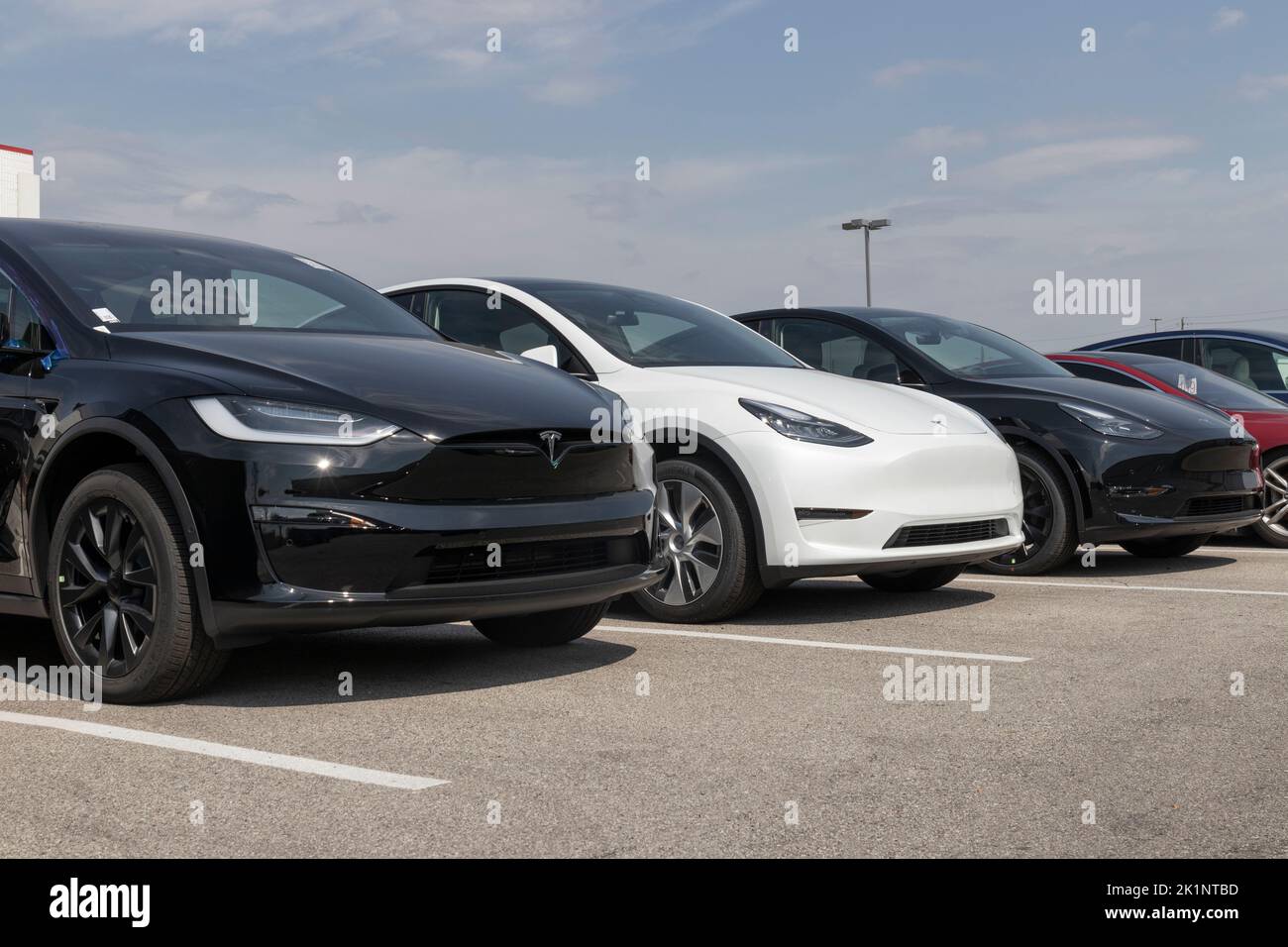 Indianapolis - Circa September 2022: Tesla EV electric vehicles on ...