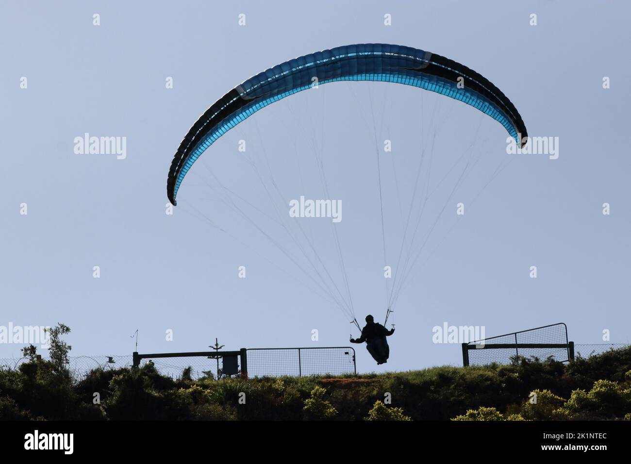 Paraglider taking off from clifftop Stock Photo - Alamy