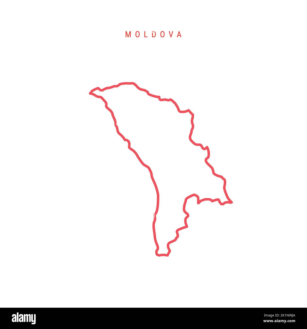 Moldova editable outline map. Moldavian red border. Country name ...