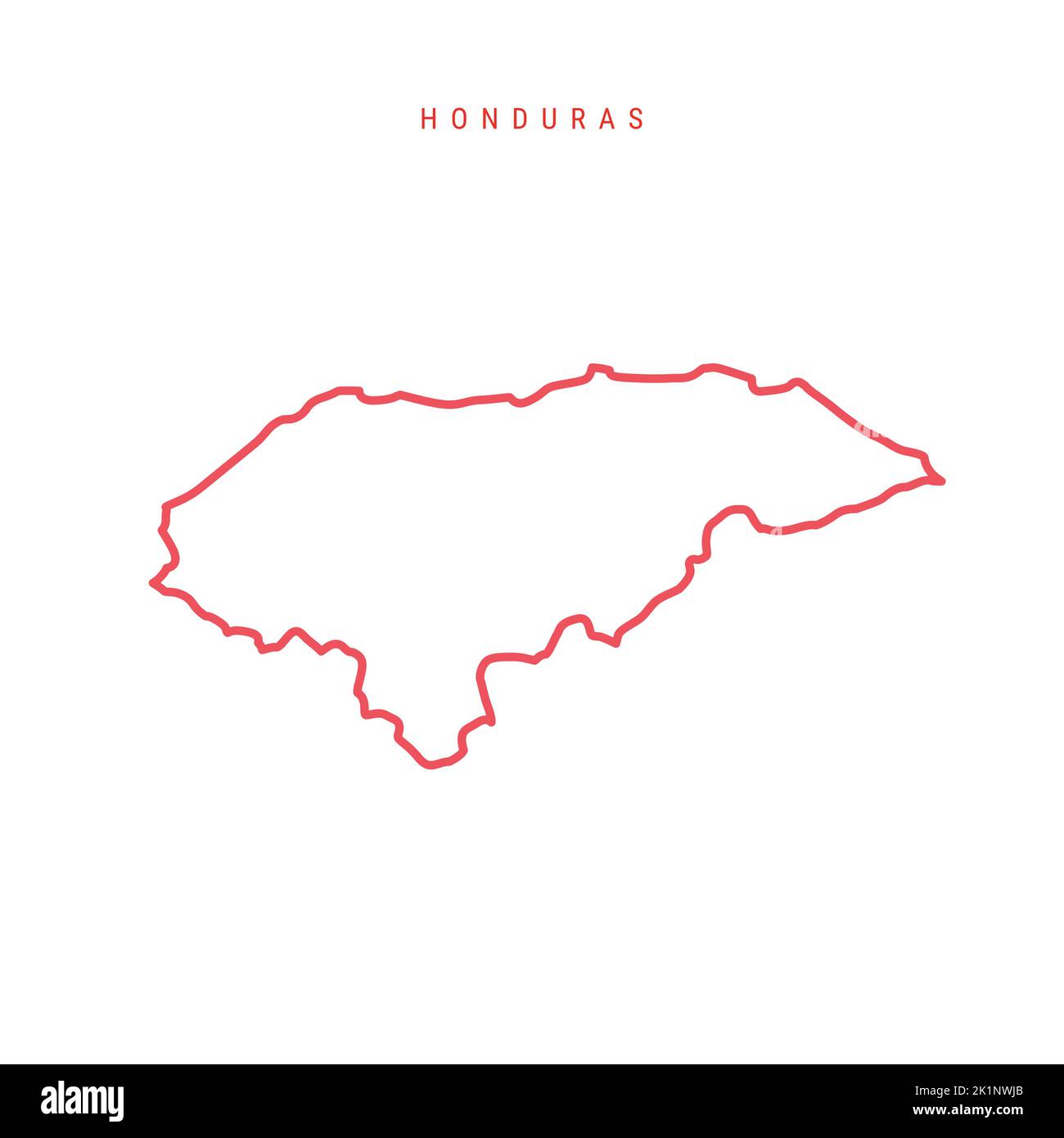 Honduras editable outline map. Honduran red border. Country name ...