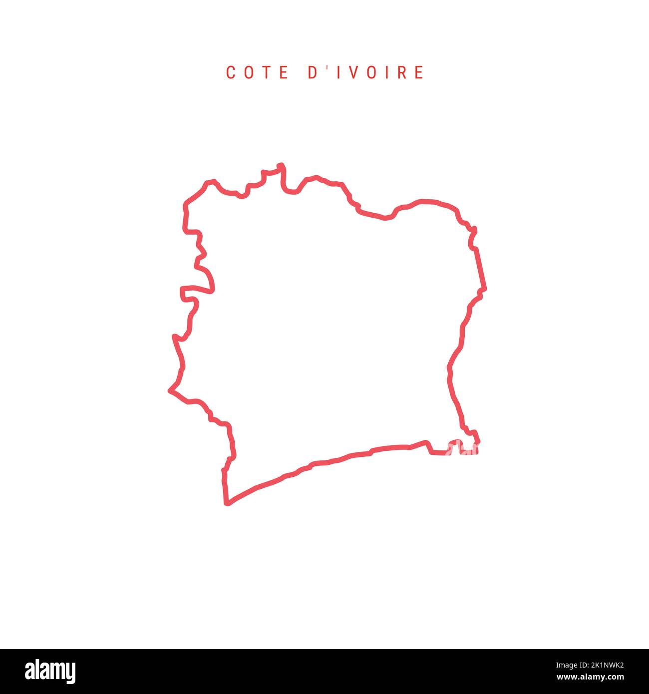 Cote D Ivoire Editable Outline Map Ivory Coast Red Border Country