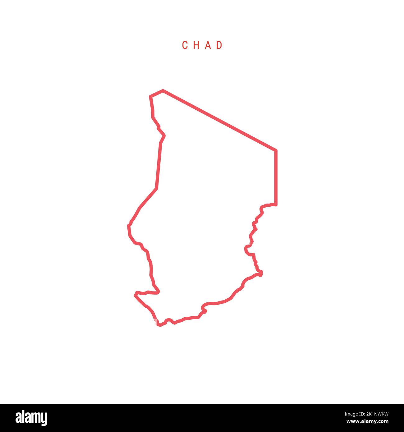 Chad editable outline map. Chadian red border. Country name. Adjust ...