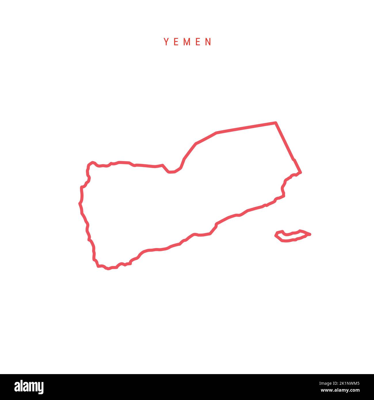 Yemen editable outline map. Yemeni red border. Country name. Adjust ...
