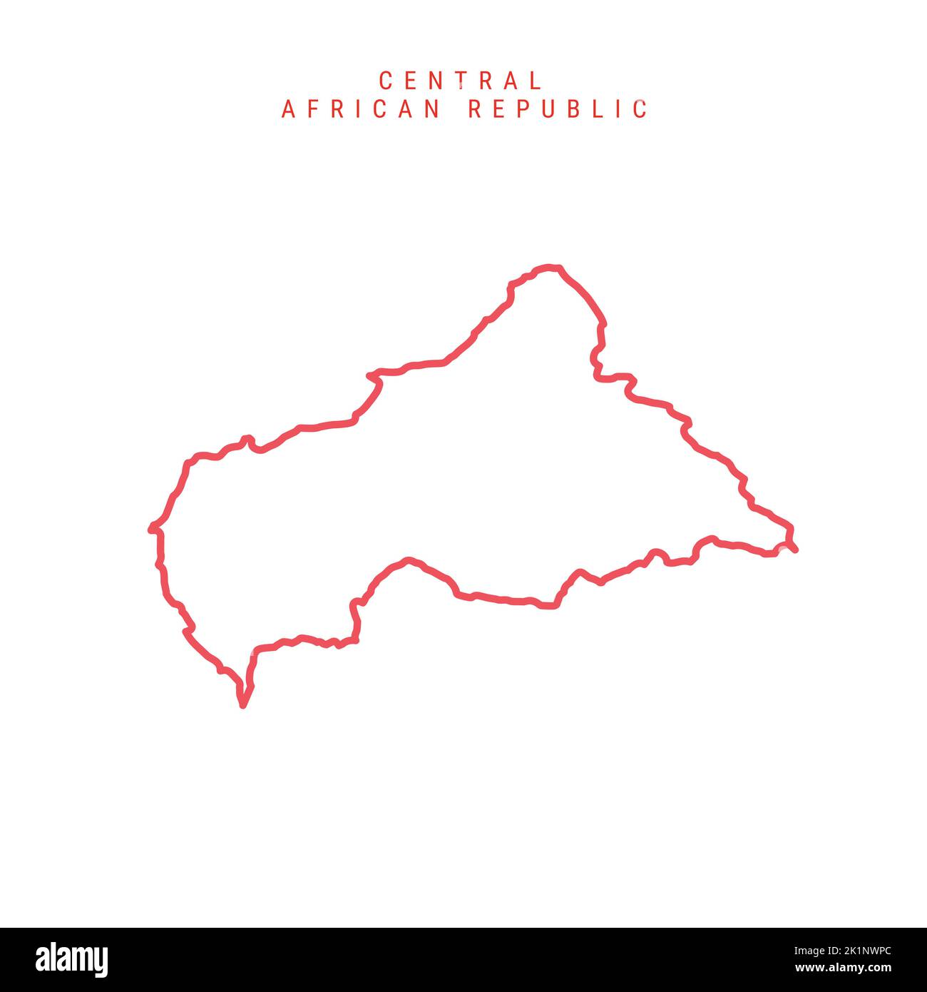 Central African Republic editable outline map. CAR red border. Country ...