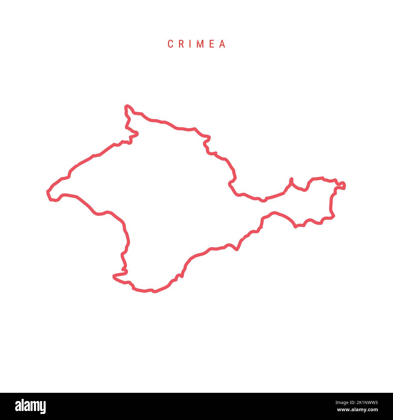 Crimea editable outline map. Crimean red border. Country name. Adjust line weight. Change to any ...