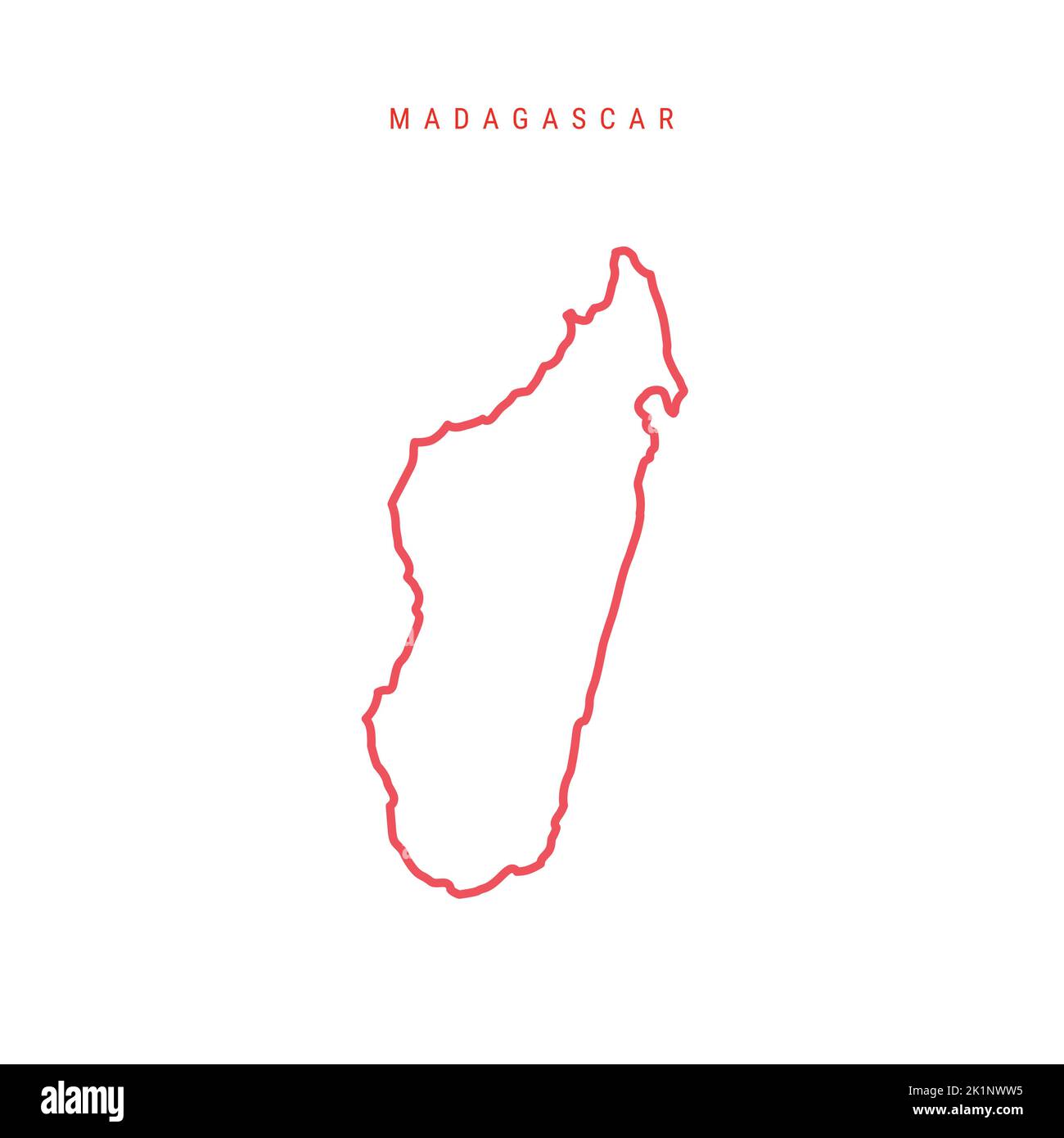 Madagascar editable outline map. Republic of Madagascar red border ...