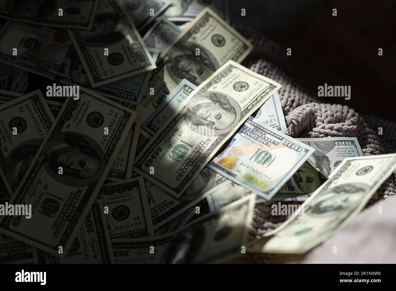Stacks Of Money On The Bed