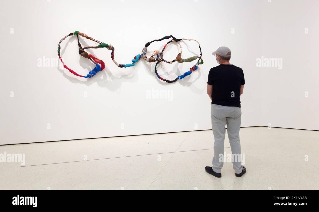 A man looks at an untitled 2009 art work by Brazilian artist Sonia ...