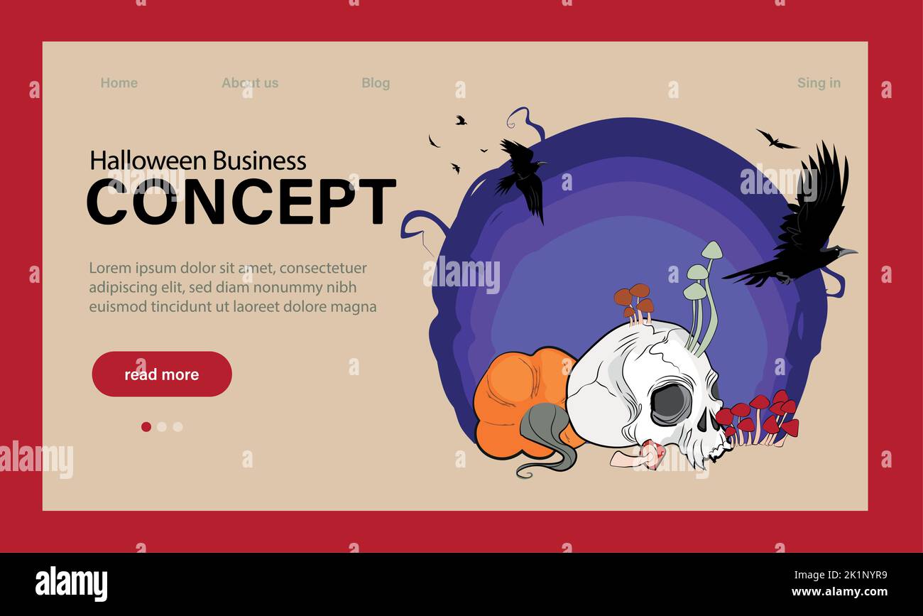 Happy Halloween Party Website Design. Landing Page Template with ...