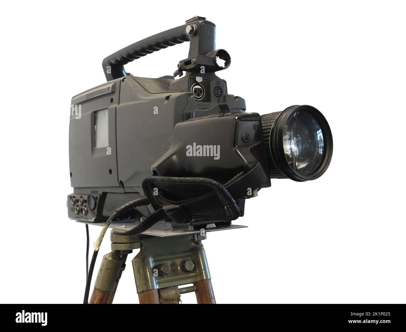 Old studio video camera on tripod, isolated on white background Stock ...