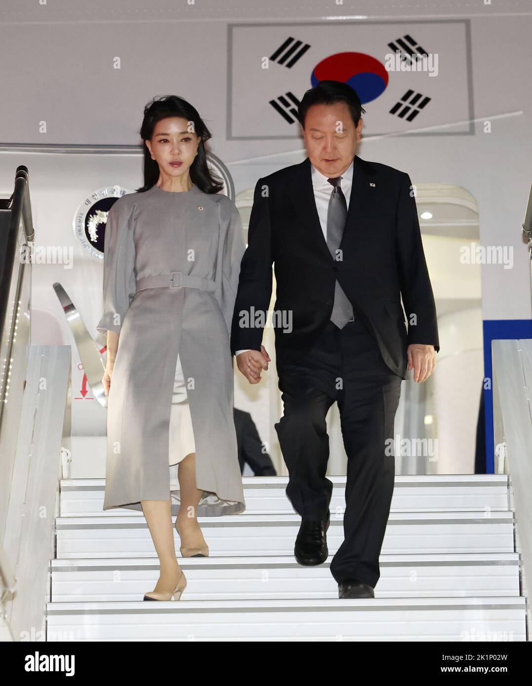 20th Sep, 2022. S. Korean President Yoon arrives in New York South ...