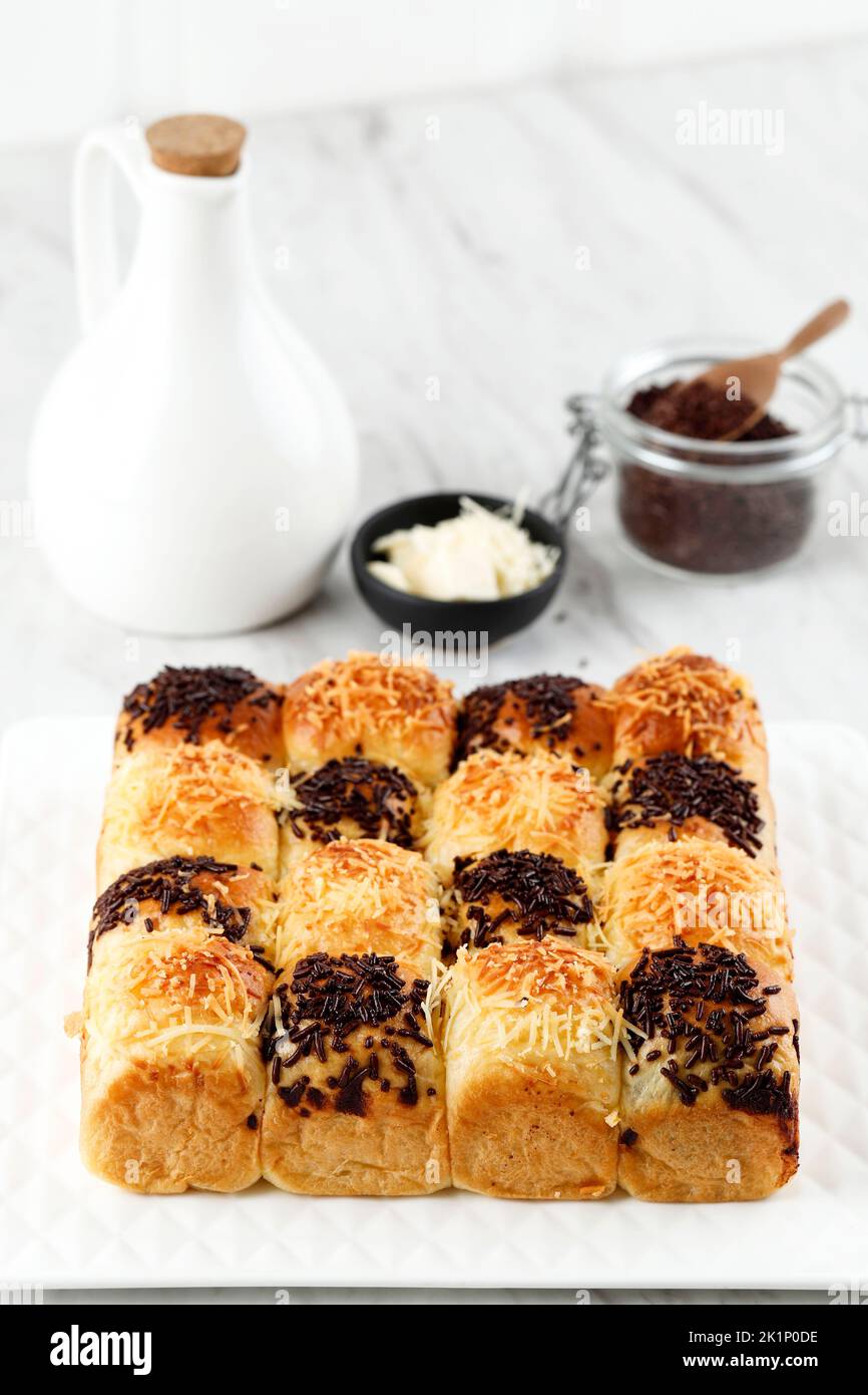 Pull Apart Japanese Hokkaido Bread with Chocolate Sprinkle and Grated ...