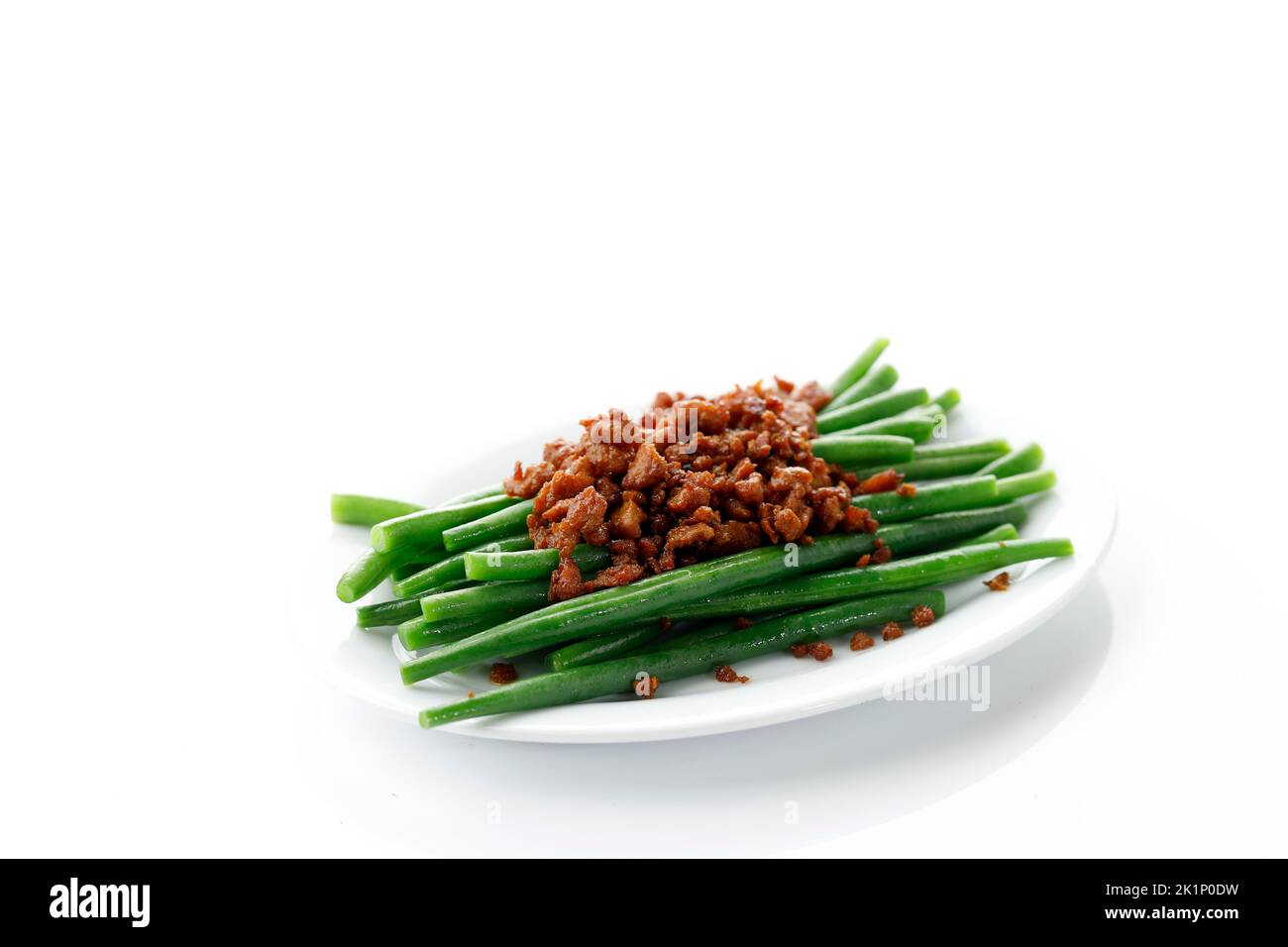 Stir Fry Baby Green Beans with Minced Beef Topping or Cah Buncis Daging ...