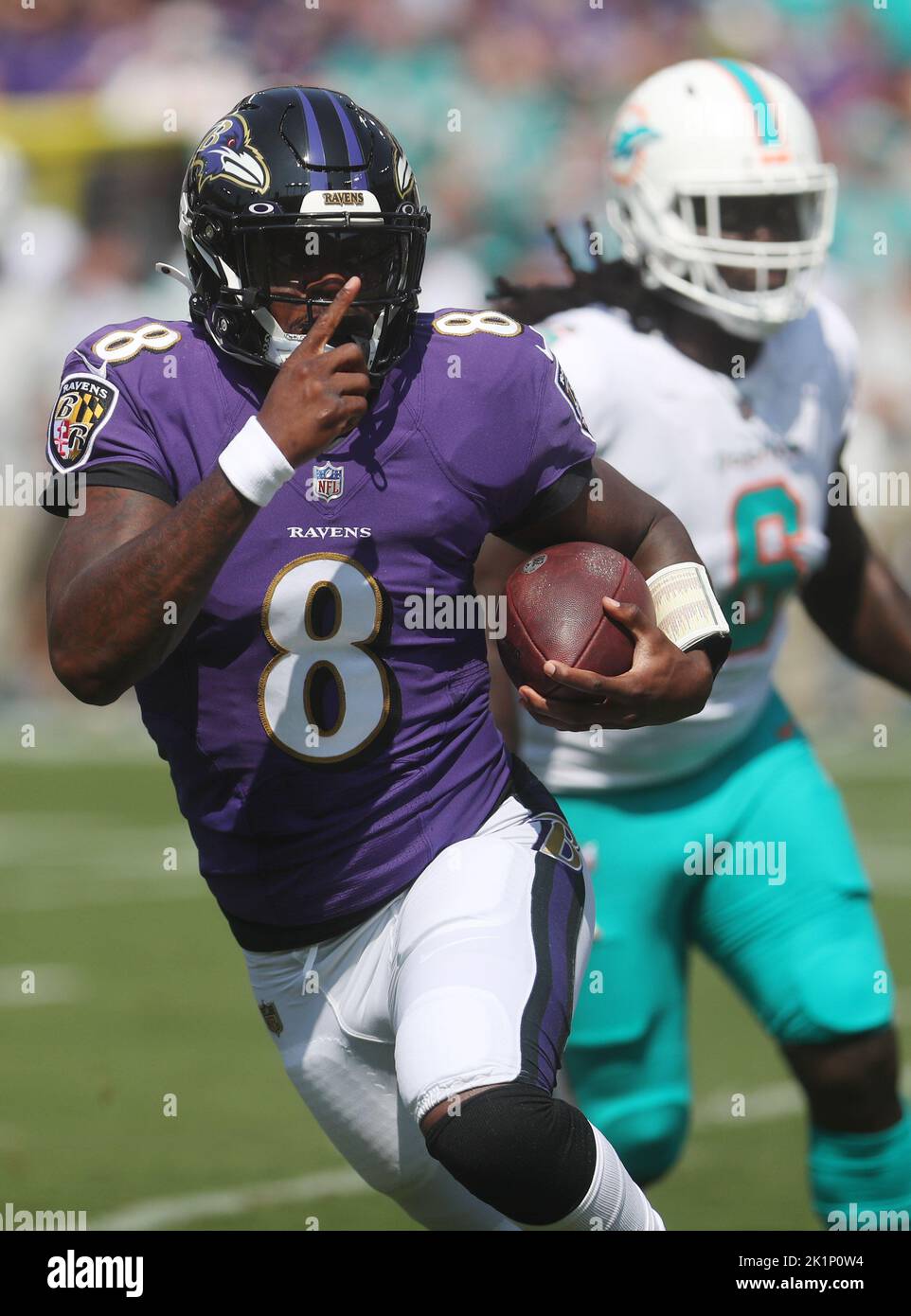Baltimore Ravens QB Lamar Jackson (8) in action against the Miami ...