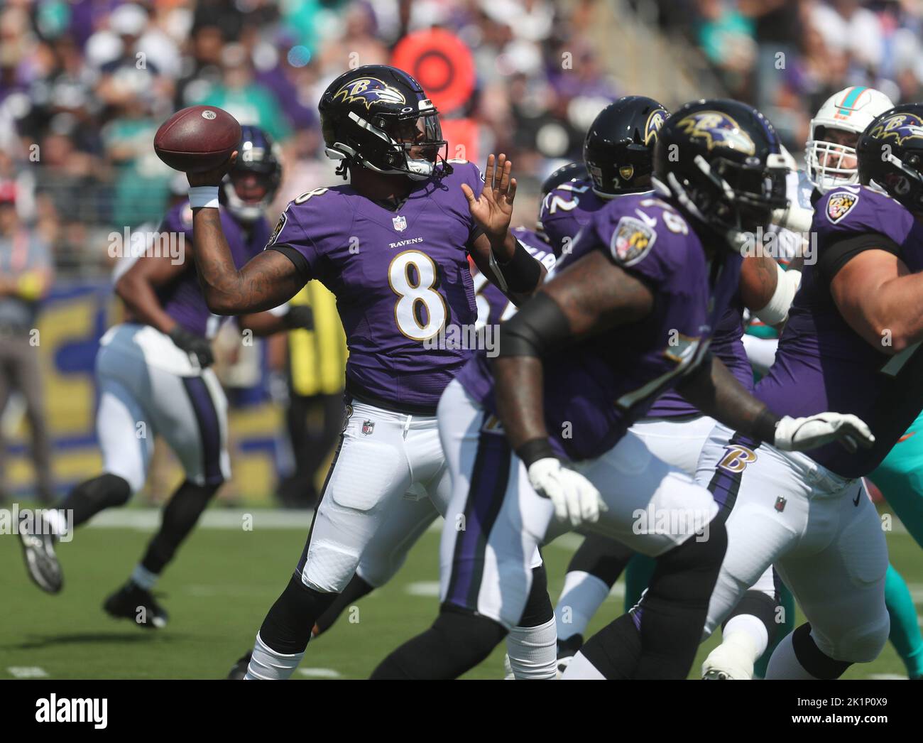 Baltimore Ravens QB Lamar Jackson (8) in action against the Miami ...