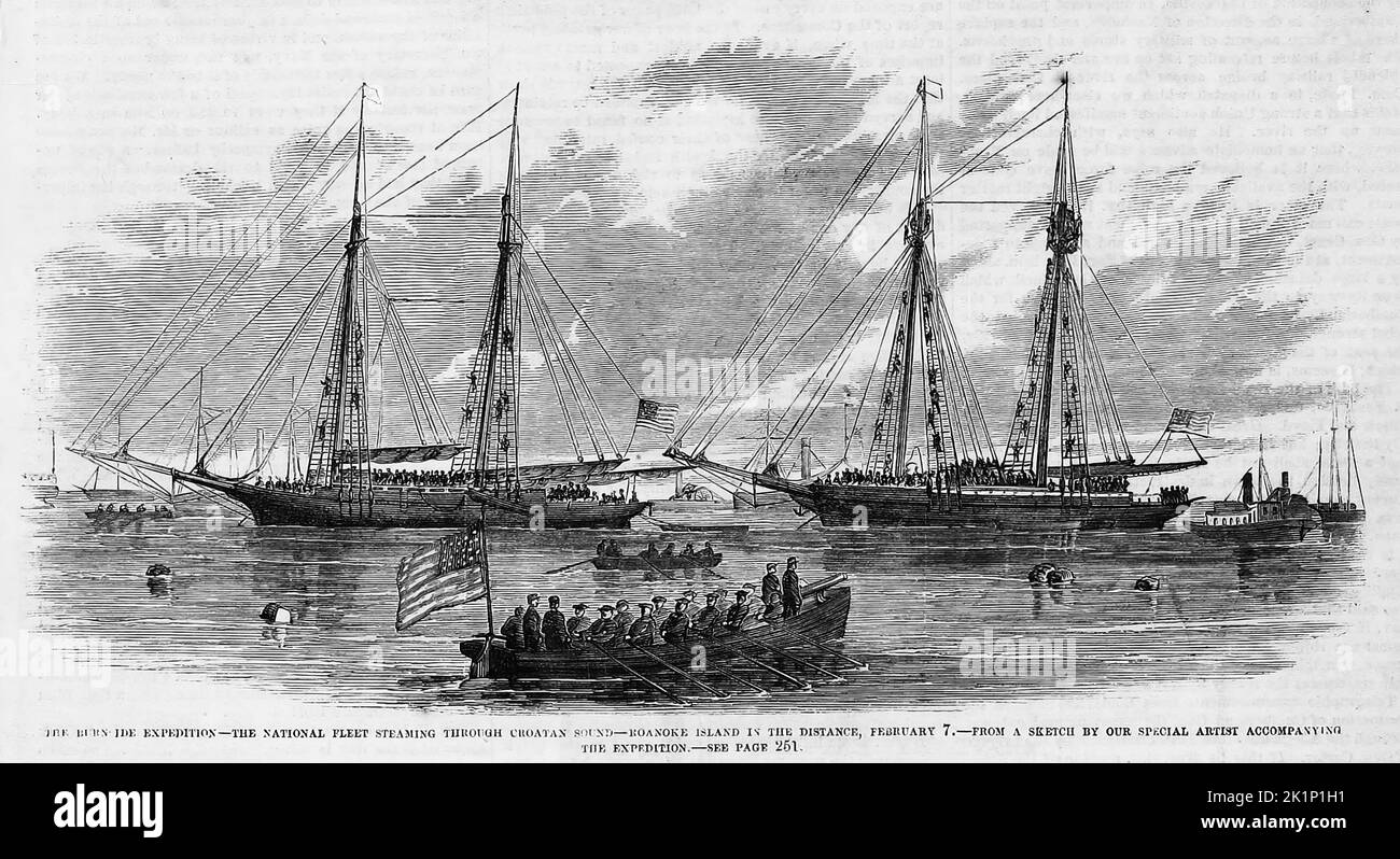 The Burnside Expedition - The National Fleet steaming through Croatan ...