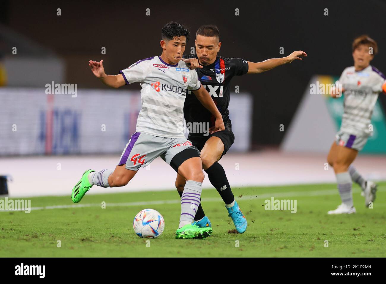 Tokyo, Japan. 18th Sep, 2022. (L-R) Kyo Sato (Sanga), Yuto Nagatomo (FC ...