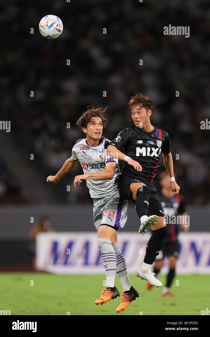 Tokyo, Japan. 18th Sep, 2022. (L-R) Yuta Toyokawa (Sanga), Ryoma Watanabe (FC Tokyo) Football ...