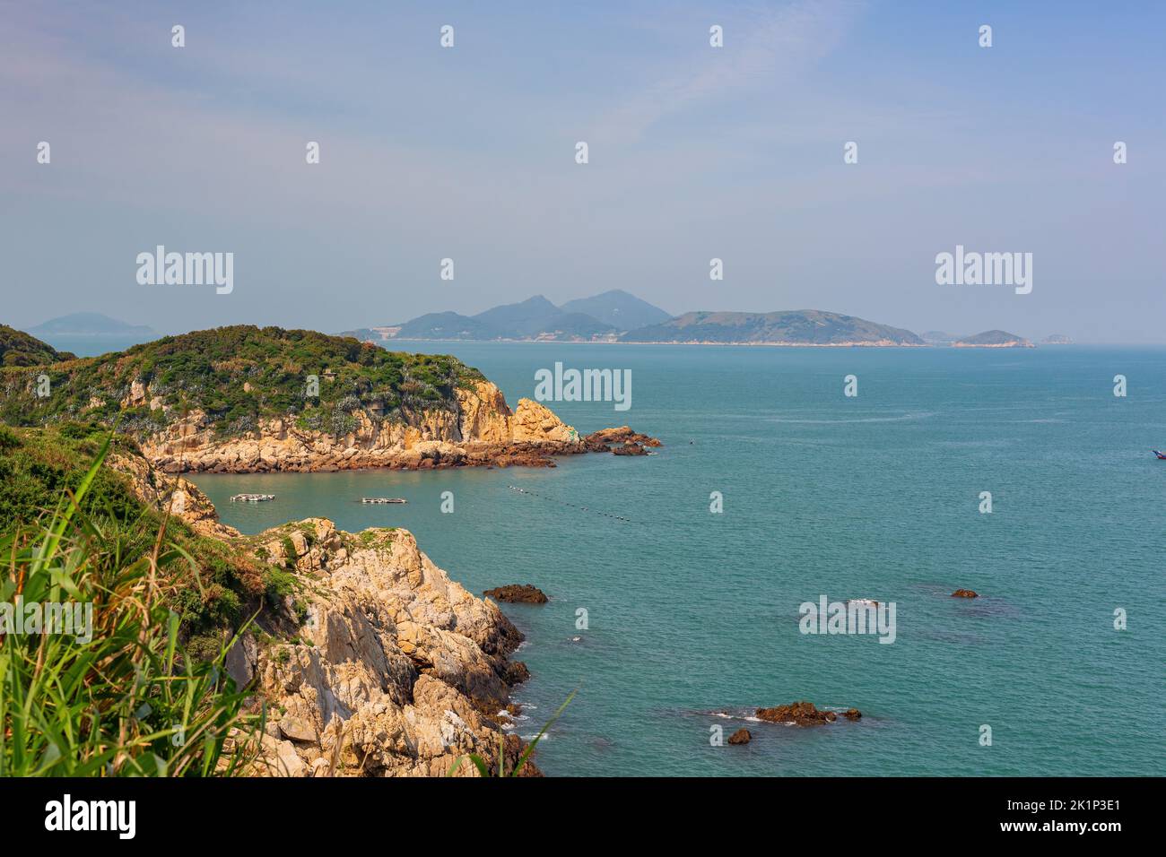 Sunny view of landscape of the Nangan Township shore at Matsu, Taiwan ...