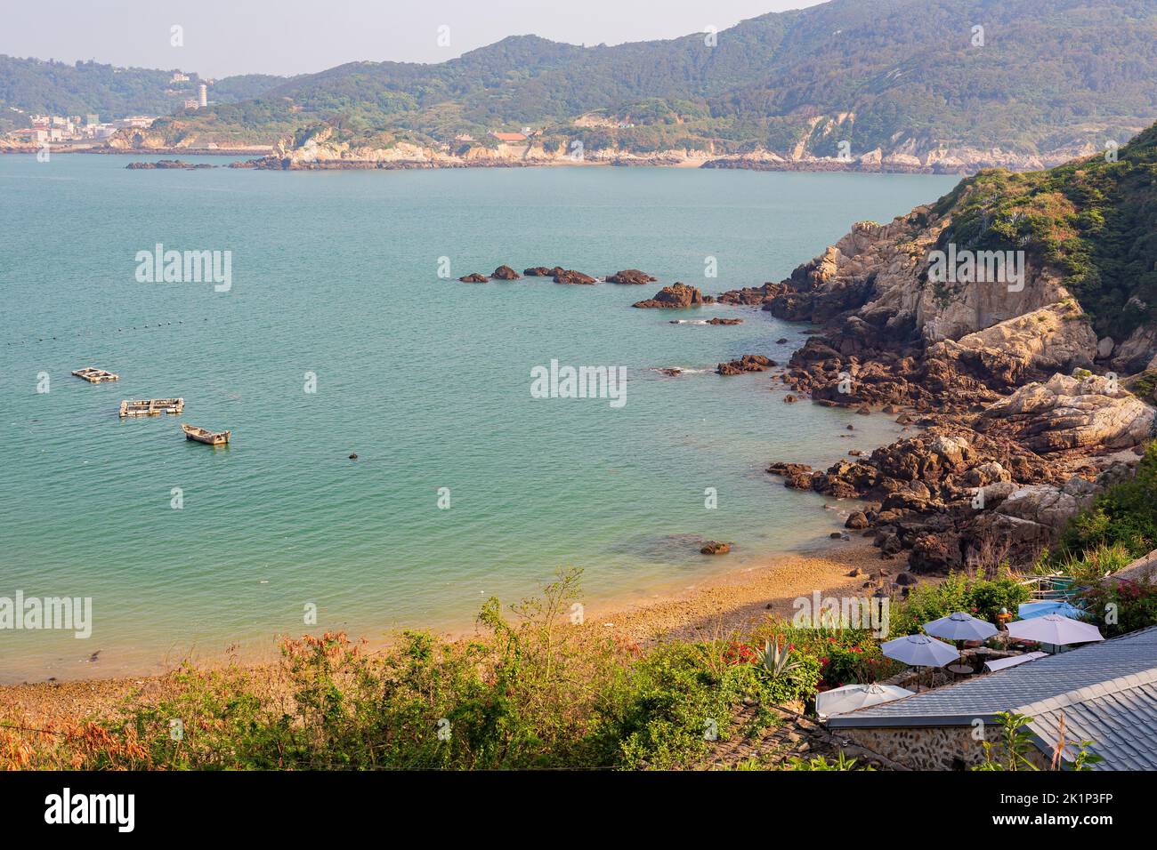 Sunny view of landscape of the Nangan Township shore at Matsu, Taiwan ...