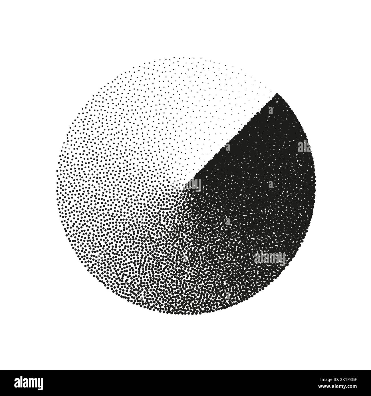 Round shaped dotted object, stipple elements. Fading gradient ...