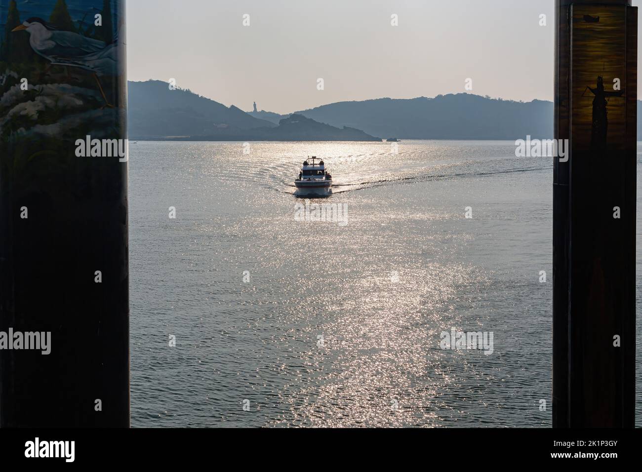 Ship was approaching the Nangan Fuao Harbor at Matsu, Taiwan Stock ...