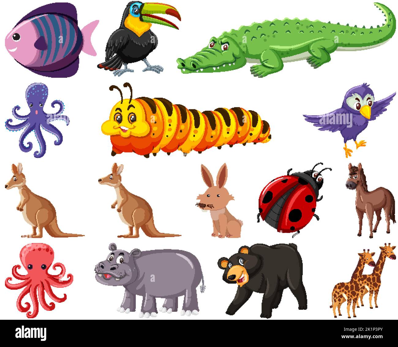Set of various animals cartoon illustration Stock Vector Image & Art ...
