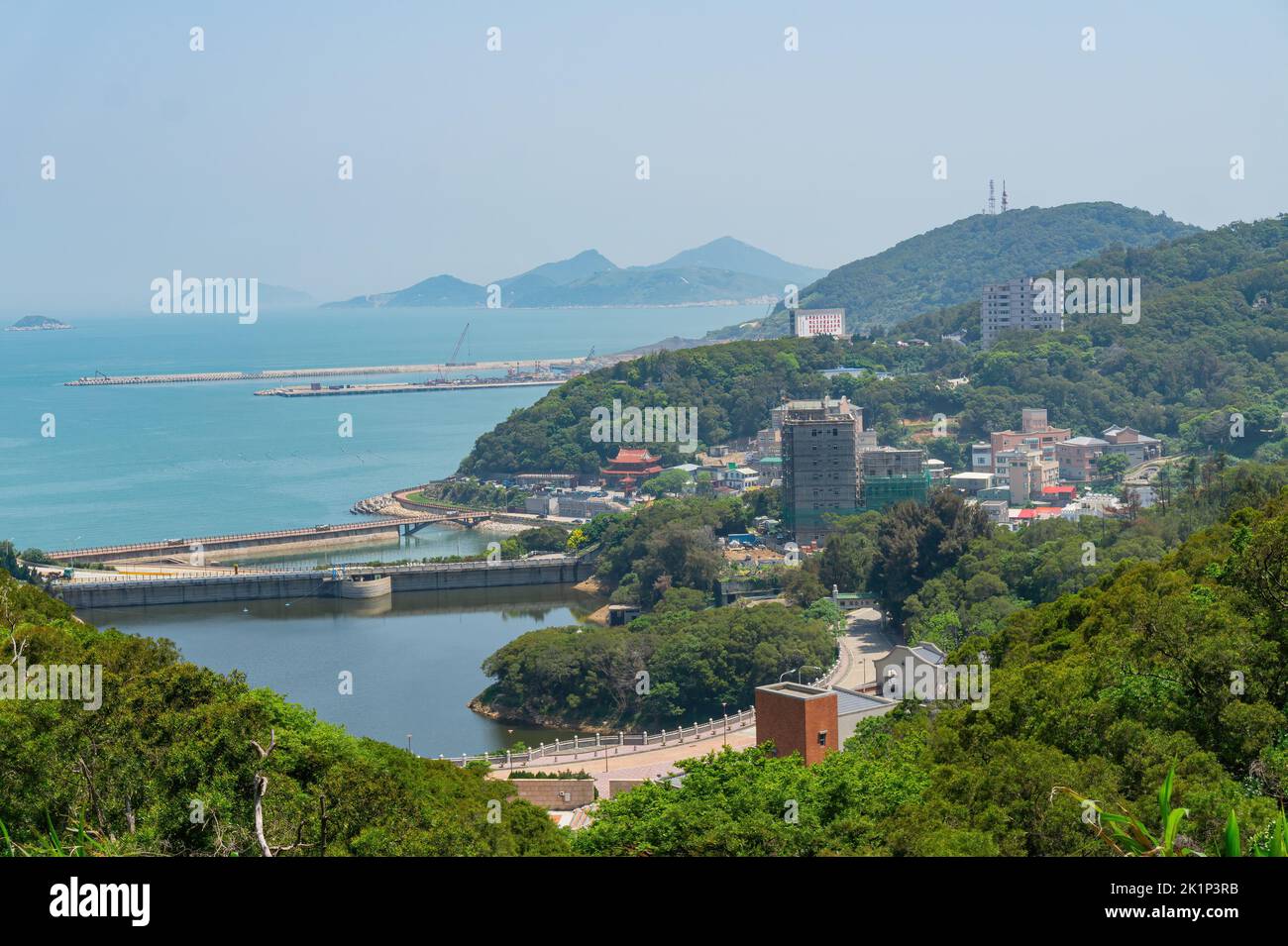 High angle view of the Nangan cityscape at Matsu, Taiwan Stock Photo ...