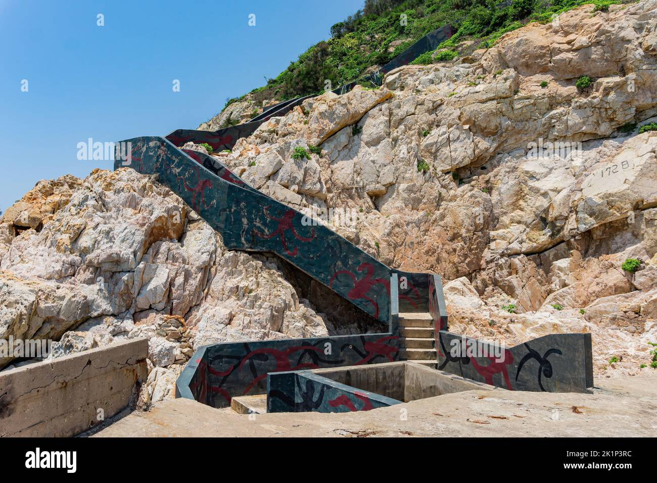 Sunny view of the landscape near Dahan Strongpoint at Matsu, Taiwan ...