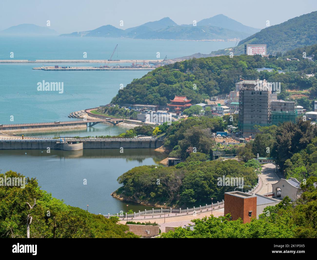 High angle view of the Nangan cityscape at Matsu, Taiwan Stock Photo ...